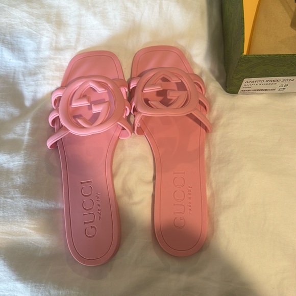 Gucci | Shoes | Gucci Pink Rubber Slide Sandals | Poshmark